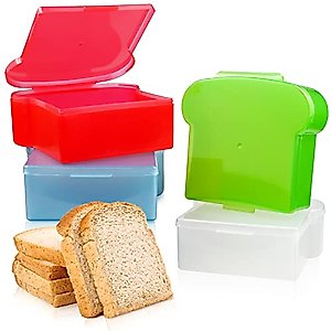 GothaBach 4 Pcs Toast Shape Sandwich Box, Toast Fresh-keeping Container, Food Storage Sandwich Containers for Lunch Prep(4 Colors)