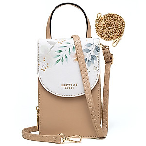 Skyearman Crossbody Cellphone Purse with Handle Womens Touch Screen Phone Bag Small Shoulder Purse for iPhone 1212 MiniXXR (Khaki)