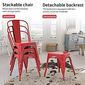 Metal Dining Chairs Set Of 4 Indoor Outdoor Chairs Patio Chairs 18 Inch Seat Heigh Kitchen Chairs Tolix Side Bar Chairs Trattoria Metal Chairs Restaurant Chair 330LBS Weight Capacity Stackable Chair