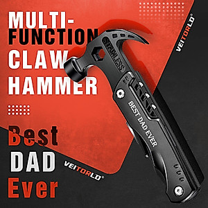 VEITORLD Gifts for Dad from Daughter Son Kids, Unique Fathers Day Birthday Gift Ideas for Husband Men Him, Cool Gadgets Stocking Stuffers for Men, All in One Survival Tools Small Hammer Multitool