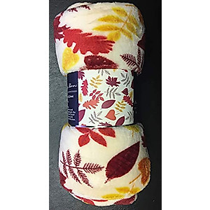 Décor&More Autumn Harvest Fallr Collection Festive and Cuddly Holiday Microplush Throw Blanket (50" x 60") -Autumn Leaves