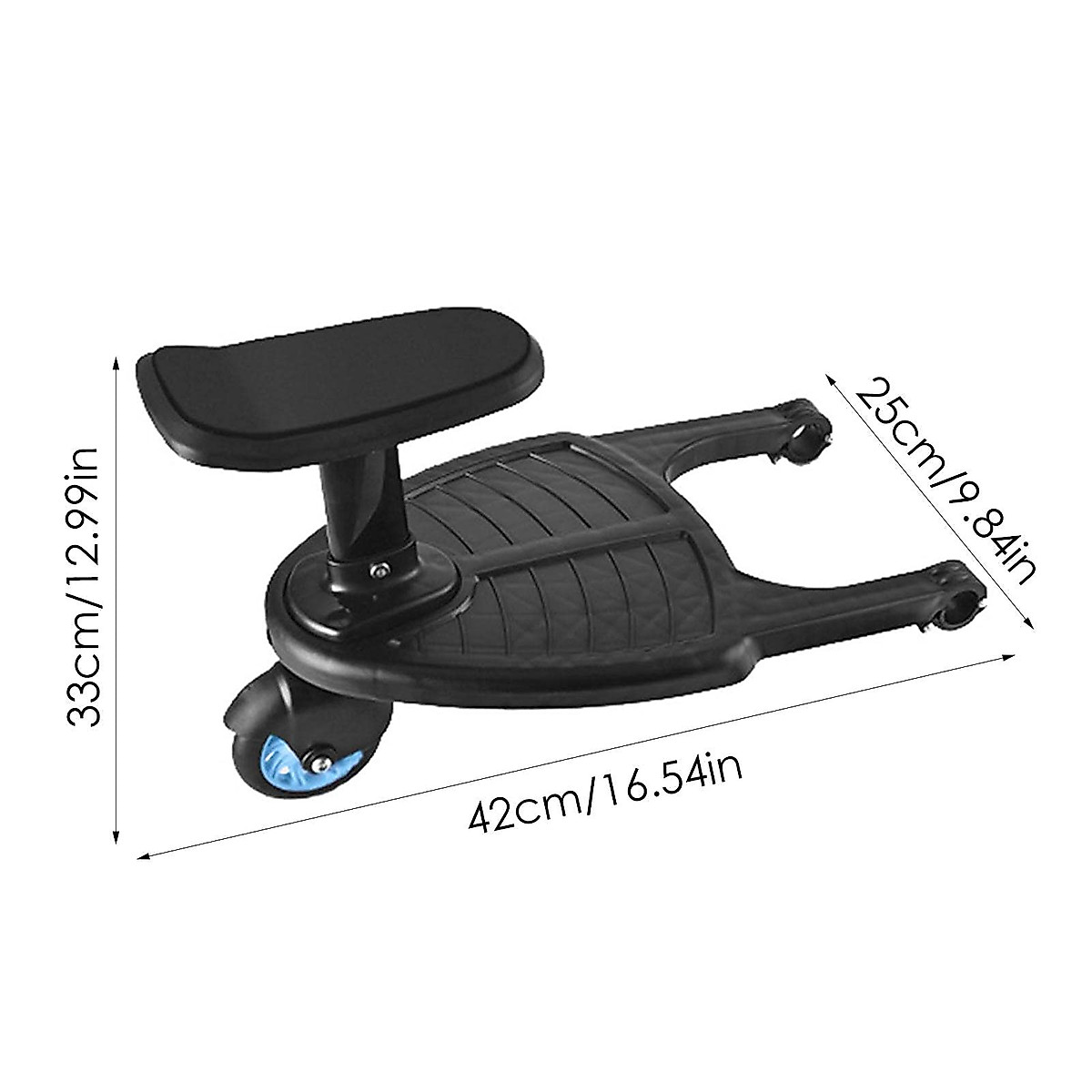 Rhinoon 2 in 1 Stroller Board with Seat, Comfortable Wheeled Board Stroller Pedal, Universal Adjustable Buggy Board, Fits Most Strollers On The Market, Under 55 Pounds, Blue