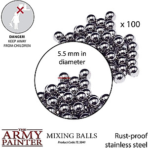 The Army Painter Paint Mixing Balls - Rust-proof Stainless Steel Paint Mixing Balls for Mixing Model Paints - Stainless Steel Mixing Agitator Balls and Paint Balls, 5.5mm/apr. 0.22”, 100 Pcs