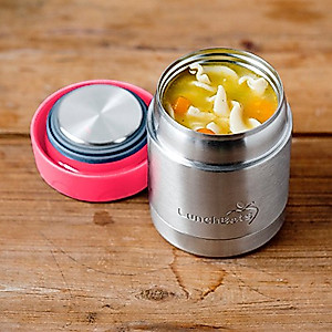 LunchBots 8oz Thermos Stainless Steel - Insulated Thermos - Keeps Food Hot or Cold for Hours - Leak-Proof Portable Thermal Food Jar is Ideal for Soup - 8 ounce - Pink