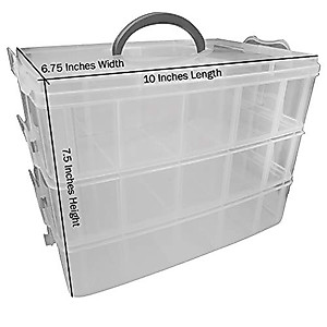 Evelots Storage Box-Clear-Stackable-Snap-30 Slots-Craft/Jewelry/Hardware-3 Trays