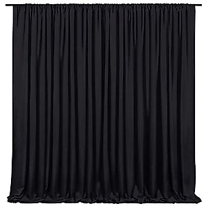 Black Backdrop Curtains 2 Panels 5ft x 10ft Polyester Photo Backdrop Drapes for Wedding Party Stage Birthday Decorations