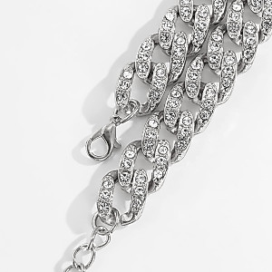 Kercisbeauty 4pcs Women Dainty Bracelet Set with Lock Toggle Clips Pendant Cuff and Chunky Chain Bracelets Punk Jewelry (Silver)