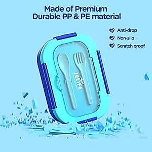 Jelife Lunch Box Kids Bento Box - 1300ML Ideal Leak Proof Bento Lunch Box for Kids School Lunchbox for Teens Toddlers Boys, Lunch Box Snack Containers with Utensil, Food Fork Picks & Cake Cups, Blue