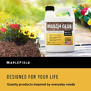 Maplefield Mulch Glue Concentrate 32 oz - 4X Strength - Adhesive for Rubber, Bark, & Straw Mulch - Superior Hold & Makes 1 Gallon for Garden & Outdoor Spaces