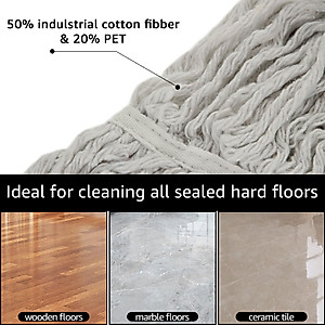 10Pcs Commercial String Mop Head, Loop-End Mop Head Replacement, Heavy Duty Mop Head Refills, Cotton Looped End Wet Cleaning Mop Refill for Floor Cleaning, Home, Industrial and Commercial Use (White)