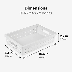 carrotez Small Plastic Storage Tray Basket, Small Items Storage Organizer for Vanity, Office, Bathroom, Bedroom, Dress Room, Kitchen, Drawers - White