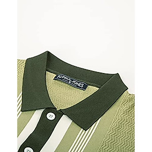 Mens 70s Shirt Short Sleeve Retro Shirts Vintage Stripe 50s Polo Tee Shirts