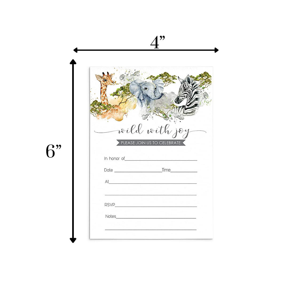 Paper Clever Party Jungle Baby Shower Invitations and Envelopes Pack of 15 – Fill In Blank Invites for Boys Baby Shower, Reveal, Birthday – Royal Safari Animal Event – Printed 4x6 Size Cards