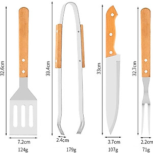 BBQ Tools Set, 4 PCS Portable Grilling Utensil Kit, Compact Barbecue Tool Set with Oxford Storage Bag - Suitable for Cooking and Camping Grilling Accessories