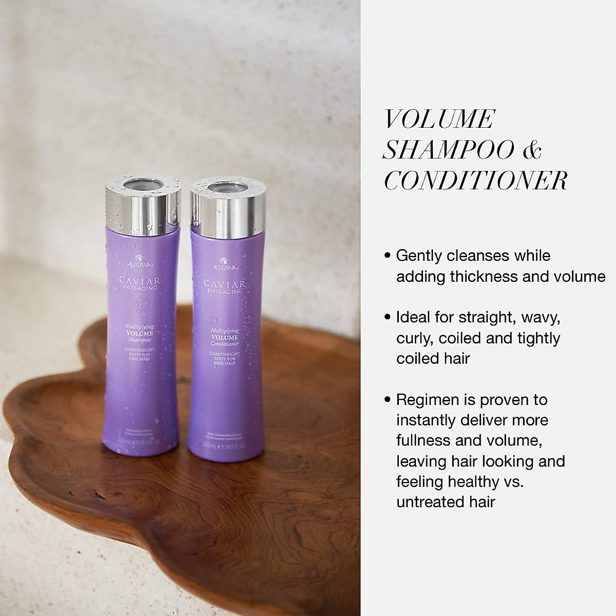 Alterna Caviar Anti-Aging Multiplying Volume Shampoo, Conditioner, Styling Mist Regimen Starter Set | For Fine, Thin Hair | Create Instant Volume and Thickness | Sulfate Free