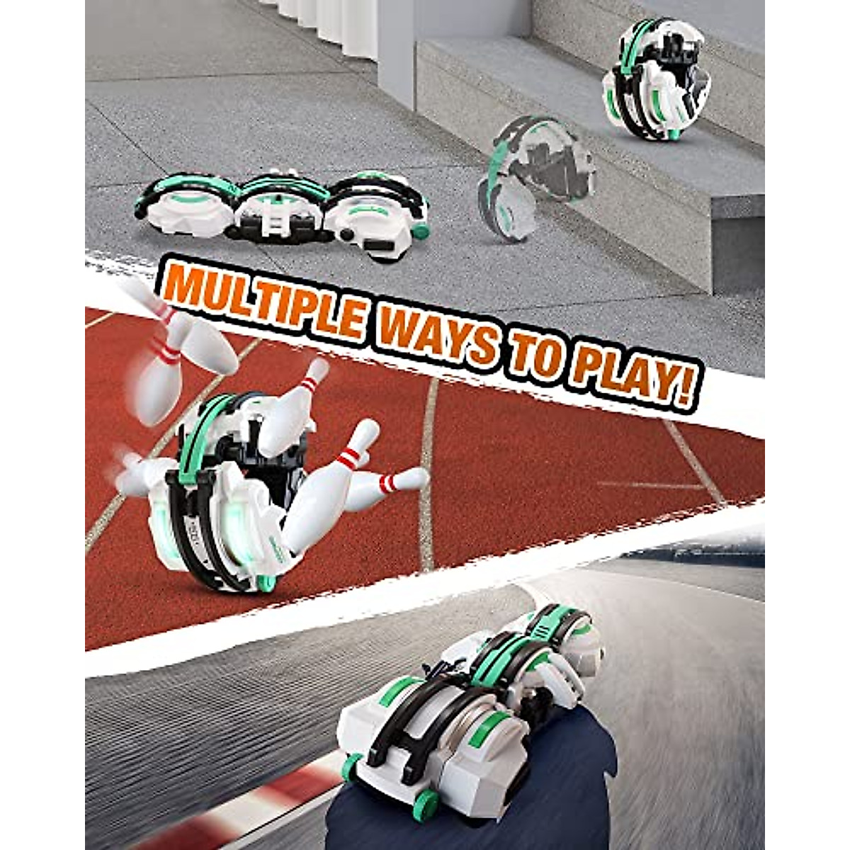 BAZADER RC Cars with LED Lights - Remote Control Car Snake 360° Roll Toys, Birthday for Kids Age 7 8 9 10 11+ Year Old, 2 Batteries 30+min, Indoor/Outdoor Toys for 6-12 yr Teen Boys