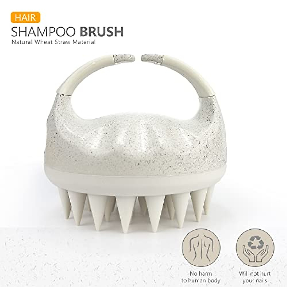 Sndyi Scalp Massager Shampoo Brush, Scalp Scrubber with Soft Silicone Bristles, Scalp Exfoliator for Dandruff Removal, Scalp Massager for Hair Growth, Wet Dry Hair Brush for Scalp Care, Beige