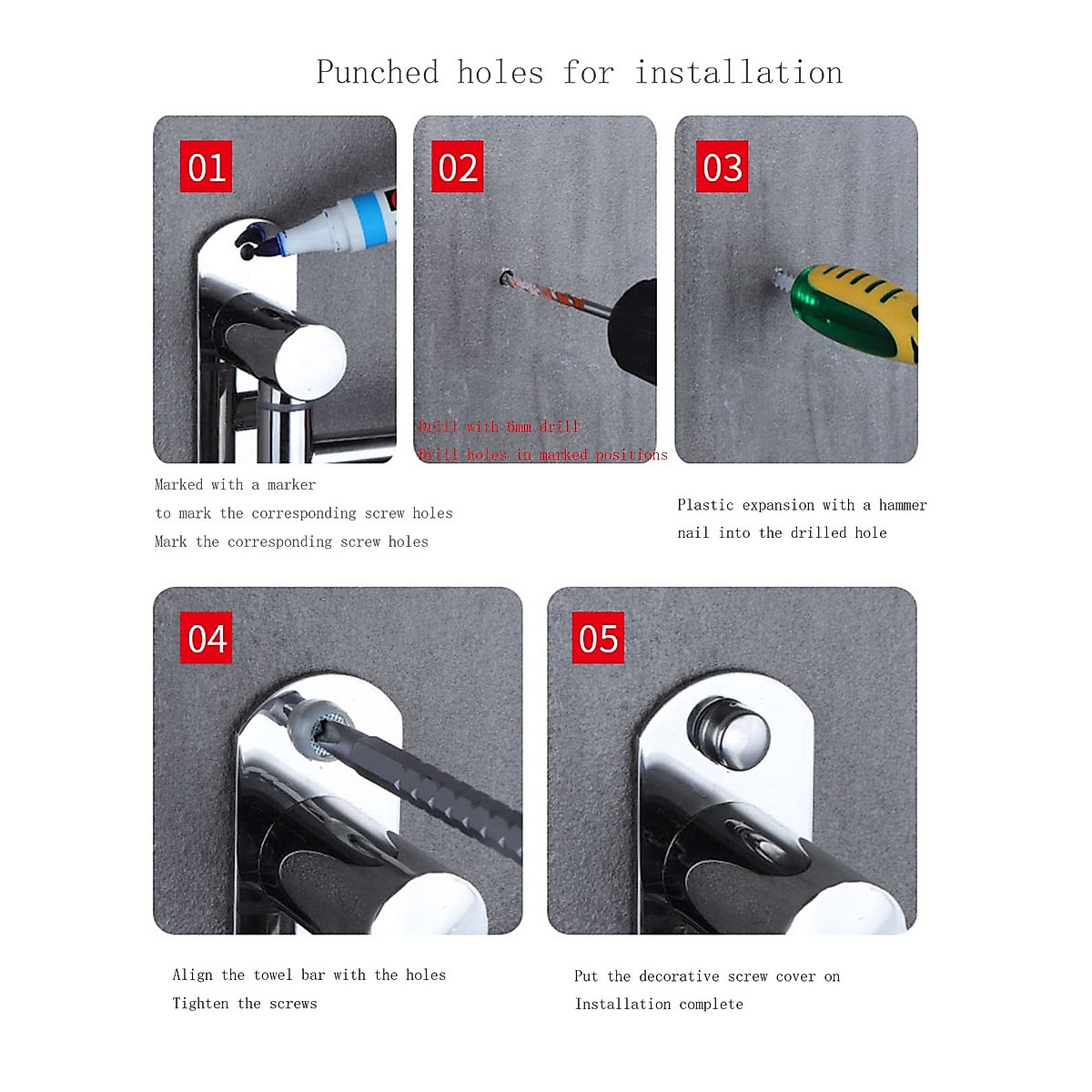 SEIFE Wall mounted Wall Mounted Towel Bar Rotating Towel Rack,Bath Rail Hanger Towel Holder,6 Swivel Bars Wall Mounted Towel Holder Rail For Kitchen Bathroom Towel Storage Holder Bathroom Bathroom she