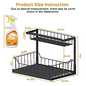 Suppino Under Sink Organizer, 2-Tier Metal Put Out Under Kitchen Sink Organizers and Storage, Sliding Shelf Cabinet Organizer for Kitchen, Bathroom, Desk, etc