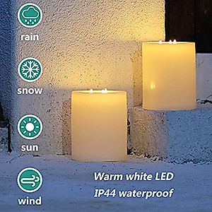 OUTDOOR XL 6" x 8" Large Flameless Candles with Remote .Rainproof Waterproof . LED Battery Operated .Flickering Pillar CANDLES--3-C Batteries runs 500hours (Not included)
