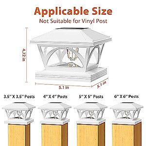 ENSLI Solar Post Cap Lights Outdoor, 6 Pack Brighter Solar Post Lights Outdoor Waterproof, Fence Post Cap Lights Solar Powered Deck Post Lights Fit 4x4 5x5 6x6 Posts for Fence Deck Garden Decoration