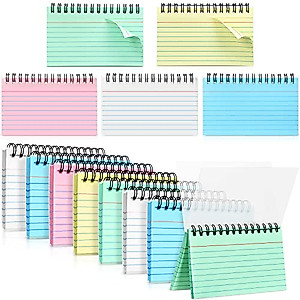 1250 Sheets Spiral Bound Index Cards 5x3 Inch Colored Lined Flash Cards for Studying Multicolor Ruled Flashcards on Ring Colorful Memo Note Pads Bulk for School Office Supplies, 25 Pads