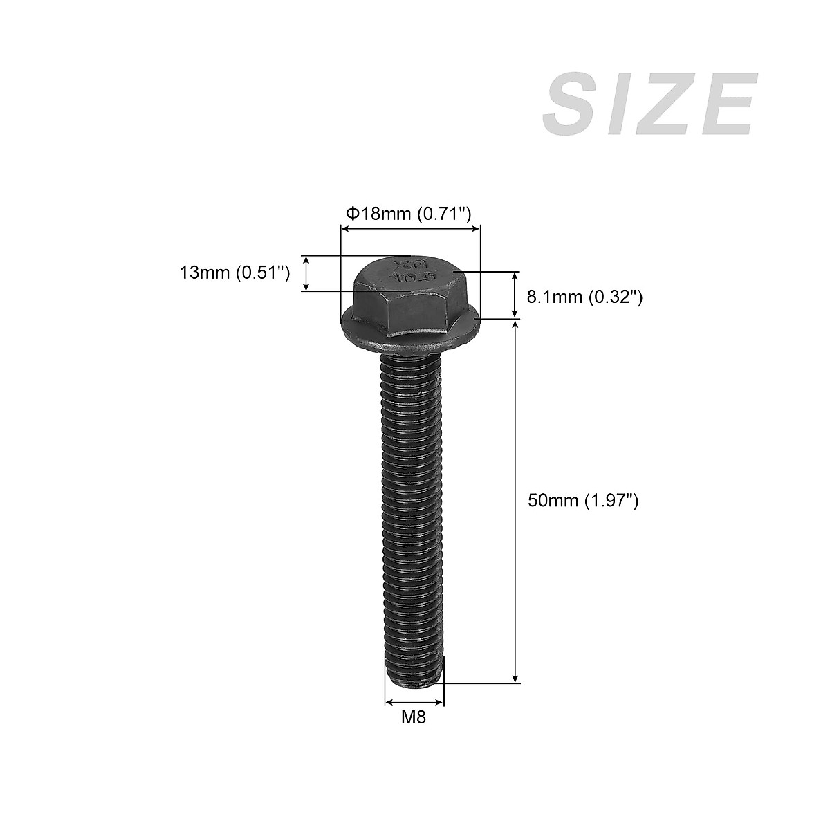 METALLIXITY Flanged Hex Head Bolts (M8x50mm) 5pcs, Hexagon Serrated Flange Bolt Fully Thread Screw - for House Construction Hardware Fasteners