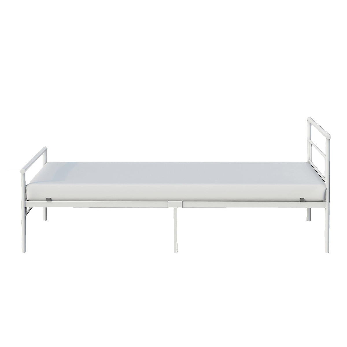 Rack Furniture Seattle Twin Size Bed Frame, Steel Modern Design Bed for Kids with Clean Lines for Children's Bedroom, No Box Spring Required (White)