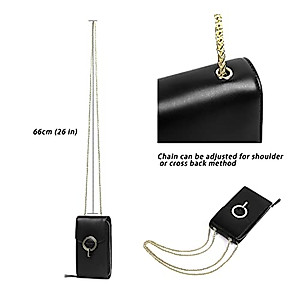 Pearl Angeli Crossbody Cell Phone Purses for women Small Leather Shoulder Wallet with RFID Credit Card Metal Chain（Black）