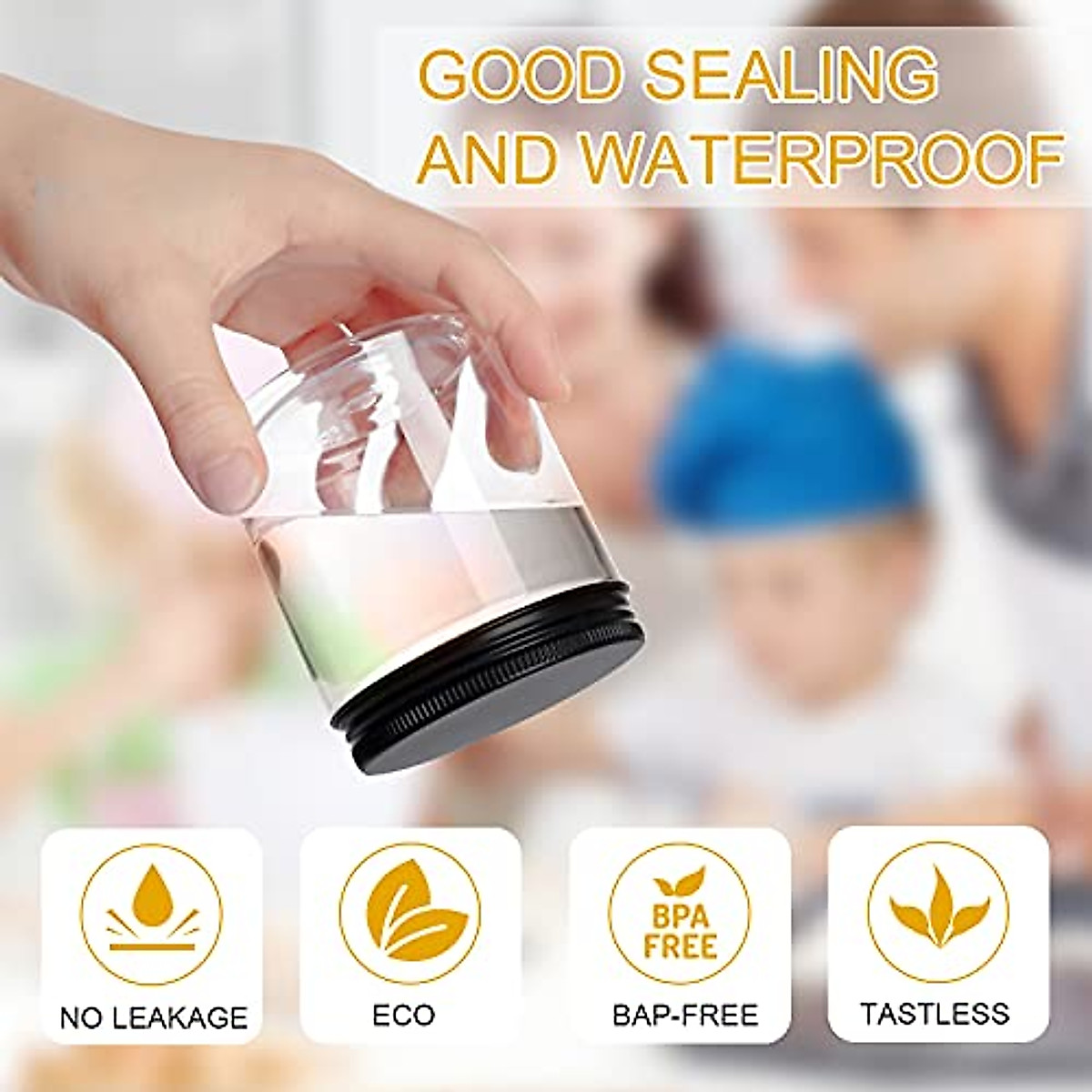 8 OZ Plastic Jars with Lids, (Crazystorey)24 Pack Clear Small Plastic Leak-proof Sealed Storage Jar Slime Containers for Kitchen Household Food Dry Goods Creams Included Extra Label and Pen