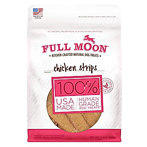 Full Moon All Natural Human Grade Dog Treats, Chicken Strips, 12.5 Ounce