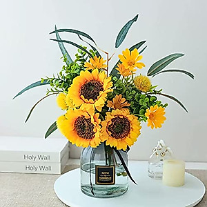 Whonline 60pcs 3.9inch Sunflowers Artificial Flowers, Sunflower Decor, Fake Silk Sunflower Heads for Crafts Christmas Tree Garland Birthday Home Party Decorations