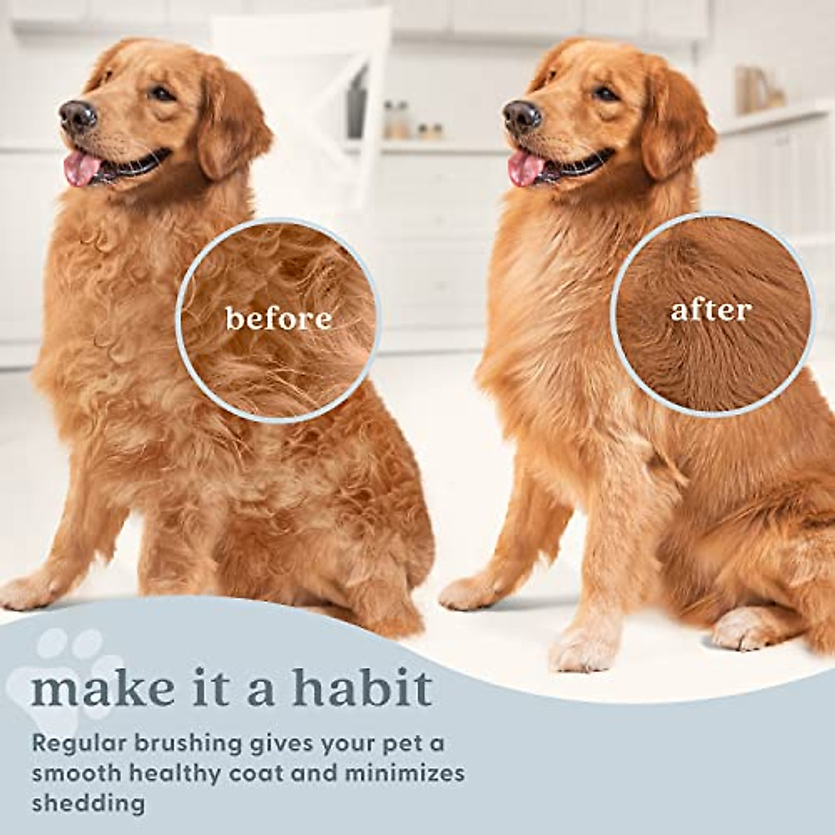 Pet Slicker Brush - Dog & Cat Brush for Shedding & Grooming - Self-Cleaning Undercoat Dematting & Detangling Brushes for Long & Short Haired Pets (Cotton Blue)