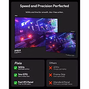 Pixio PX277 PRO 27 inch 165Hz Refresh Rate WQHD 1440p Resolution Fast IPS Panel 1ms GTG Response Time USB Type C Display Port and 65W Charging Adjustable Stand AMD FreeSync Premium HDR Gaming Monitor