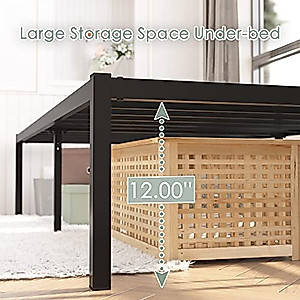 Weehom King Bed Frame 14 Inch Metal Platform Bed Frames No Box Spring Needed, Mattress Foundation, Heavy Duty Steel Slat Support, Large Underbed Storage Space, Easy Assembly, Black