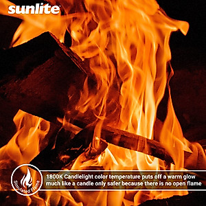 Sunlite 01506-SU Petite Chandelier Flicker Flame Light Bulb Candelabra Base, orange, E12, Clear, 12 Pack, 3 watts