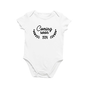 Organic GOTS Certified Baby Onesie Unisex Bodysuit 0-18 months - Coming Soon [YEAR] | Pregnancy Announcement (Coming Soon [YEAR], 0-3 Months)