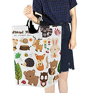 OREZI Woodland Animal Laudry Hamper,Waterproof and Foldable Laundry Bag for Storage Dirty Clothes Toys in Bedroom,Bathroom Dorm Room