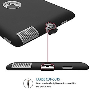 Fingic for iPad 4/3/2 Case - Rugged 3 in 1 Hybrid Heavy Duty Shock-Absorption Scratch-Resistant Protective Case, Gray/Black