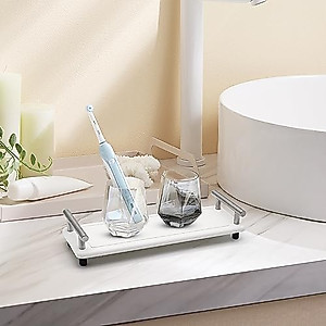 Water Absorbing Stone Tray for Sink, Diatomaceous Earth Fast Drying Stone Sink Caddy Tray for Bathroom Kitchen -White