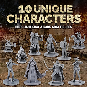 Path Gaming 40 Fantasy Tabletop Miniatures for Dungeons and Dragons . 28MM Scaled 10 Unique Designs, Bulk Unpainted