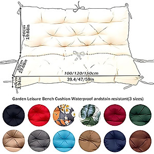 Waterproof Thicken 5"outdoor swing cushions 2-3 Seater Washable Swing Replacement Cushions High elastic PP cotton filling,for garden patio loveseat Pad,non-slip-with fixed rope,47"x40"/Lake Blue