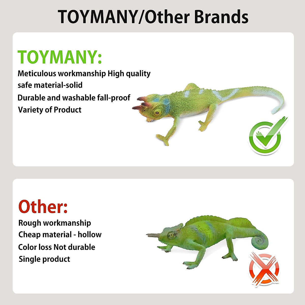 Toymany Reptile Animal Figurine Toys Set, 12 PCS Desert Amphibians Animal Figures with Komodo Dragon Lizard Snake Chameleon Rainforest Cold Blooded Animals Figures Party Favor for Kids