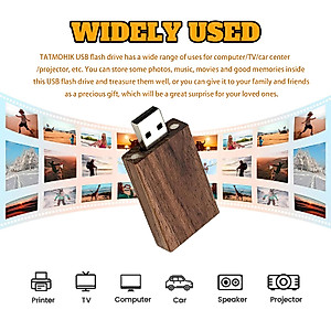 Wood Flash Drives 32GB Memory Stick TATMOHIK Wood USB Flash Drive High Speed USB 2.0 Wood USB Thumb Drive Bulk Jump Drives for Digital Date Storage，Zip Drive，USB Stick(1 Pack-Walnut Wood Shell