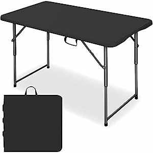 NIUTA 4FT Fold-in-Half Table, Portable Folding Table, Black