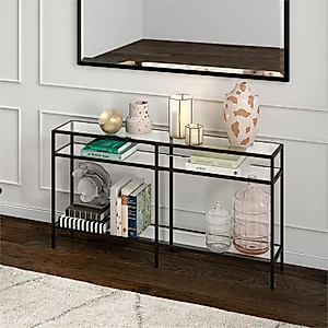 Henn&Hart 55" Wide Rectangular Console Table in Blackened Bronze, Entryway Table, Accent Table for Living Room, Hallway