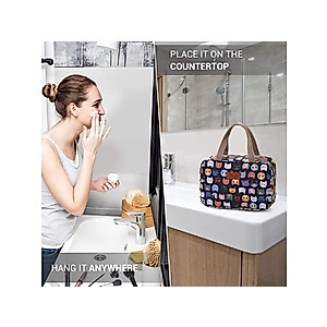 Hjkiopc Large Makeup Bag Toiletry Bag for Women Make Up Bag Cosmetic Bag Toiletries Bag Brush Bags for Traveling (Cute Cat)