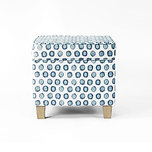 HomePop Home Decor | K7342-A876 | Classic Square Storage Ottoman with Lift Off Lid | Ottoman with Storage for Living Room & Bedroom, Small Multi Green Medallion Ikat Print