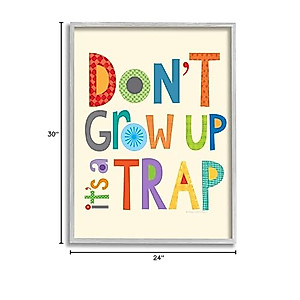 Stupell Industries Don't Grow Up It's a Trap, Design by Ellen Crimi-Trent Gray Framed Wall Art, 24 x 30, Multi-Color