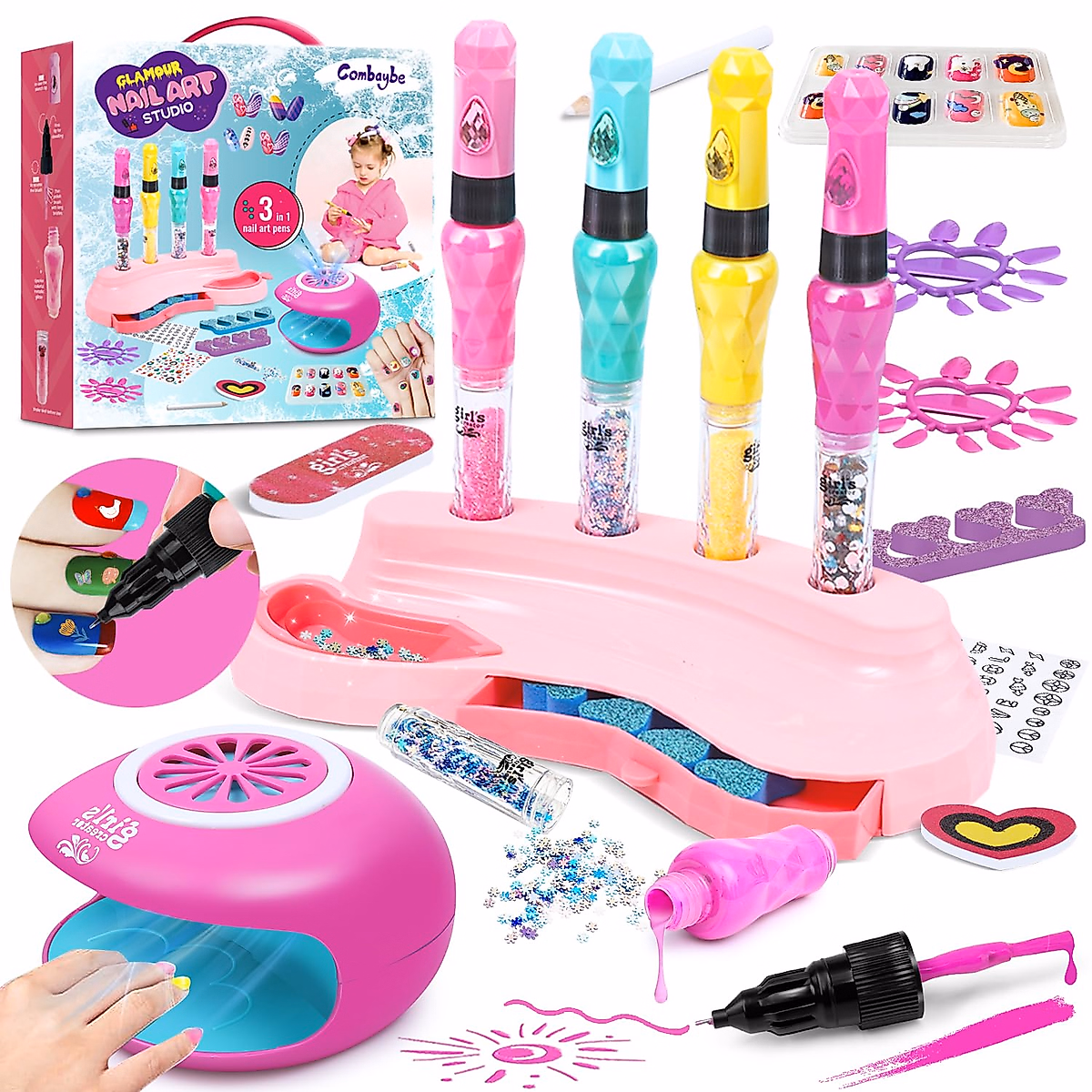 Kids Nail Polish Set for Girls - Nail Art Kit for kids Ages 7-12 - Girls Toys 8-10 - Non Toxic Nail Polish, Girls stuff for Spa,Manicure,Birthday Gifts Toys for Girls Age 6 7 8 9 10 12 Years